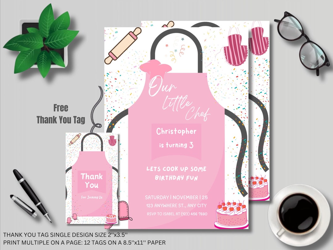 Editable Baking Birthday Party Invitation, Cooking Birthday Invitation ...