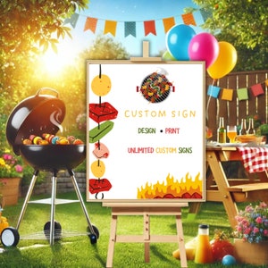 Editable BBQ Welcome Sign Template, BBQ Custom Sign Template, Barbeque ...