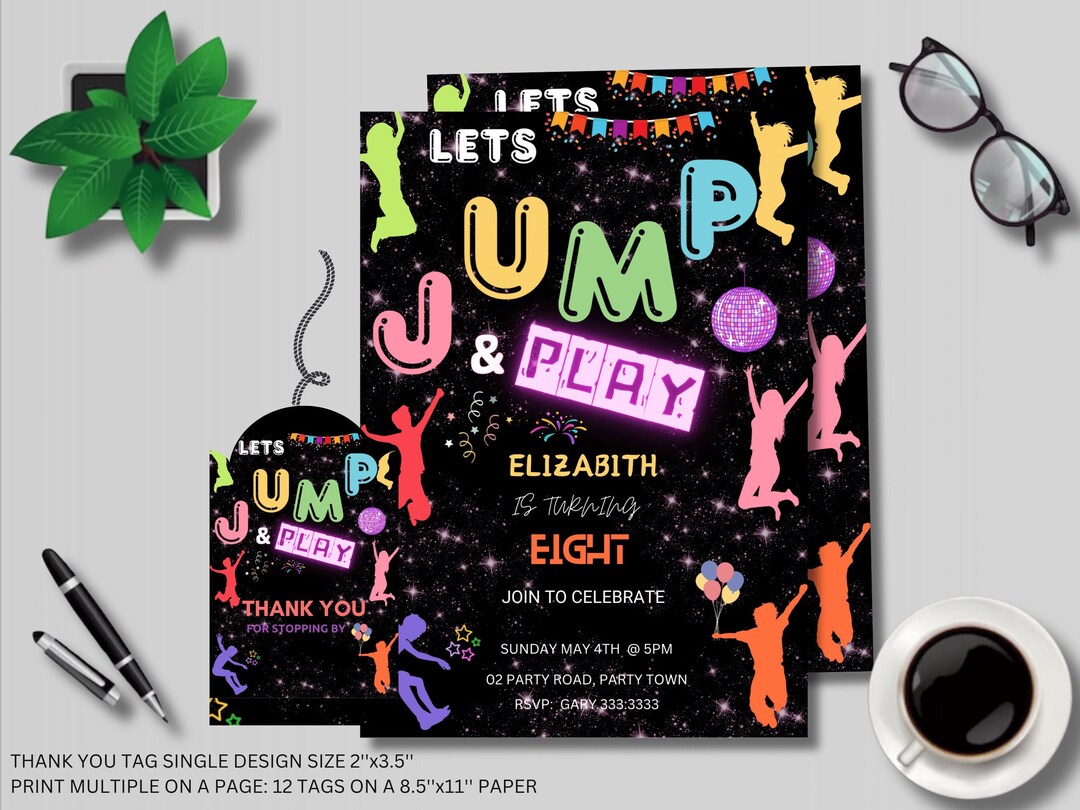 Jump Birthday Invitation, Jump Invite, Trampoline Party, Bounce House ...