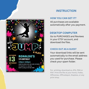 Jump Invitation Trampoline Party Jump Birthday Party Invite Boy Bounce ...