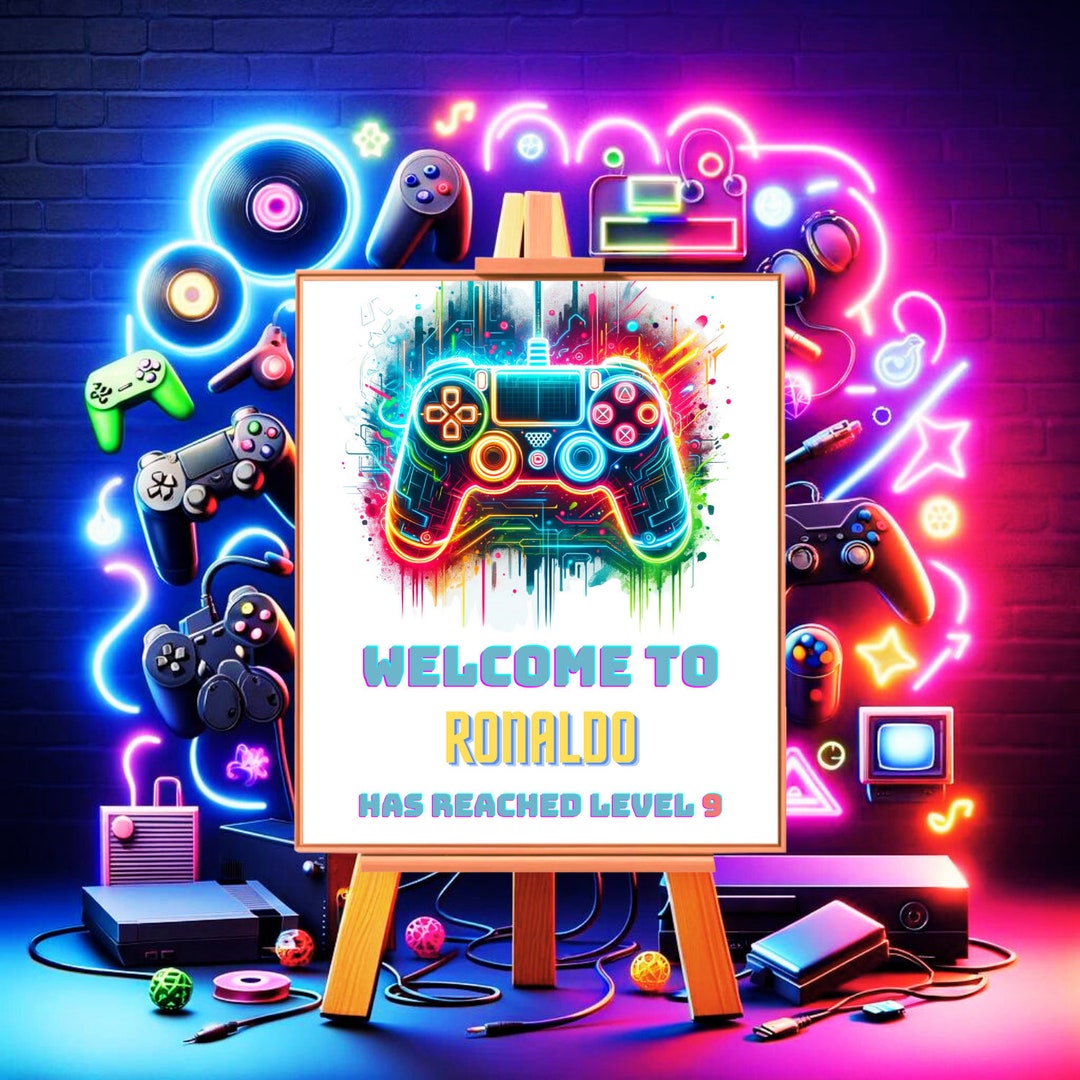 Birthday Party Welcome Sign, Video Game Party Invitation, EDITABLE ...