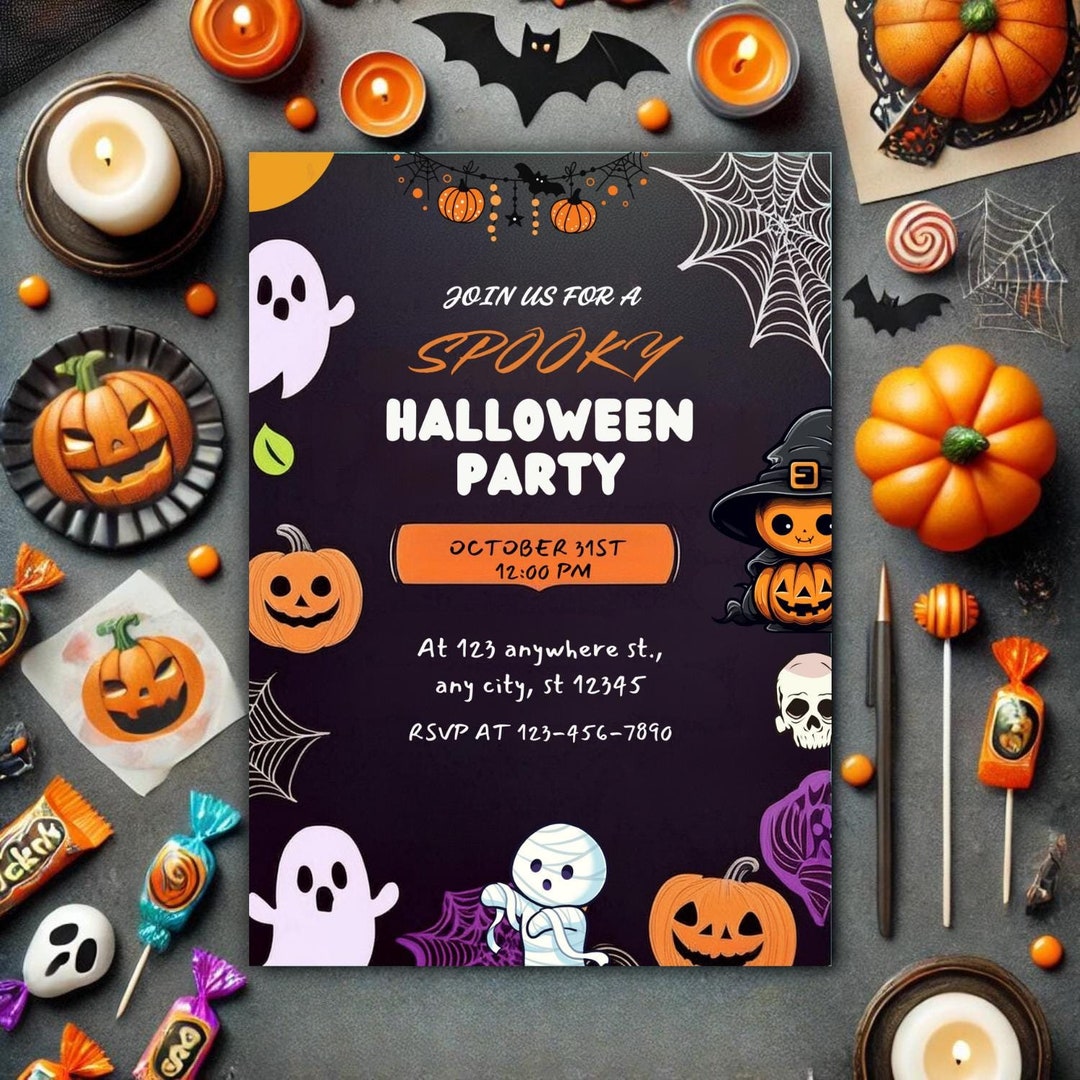 Editable Halloween Party Invitation Halloween Birthday Invitation ...