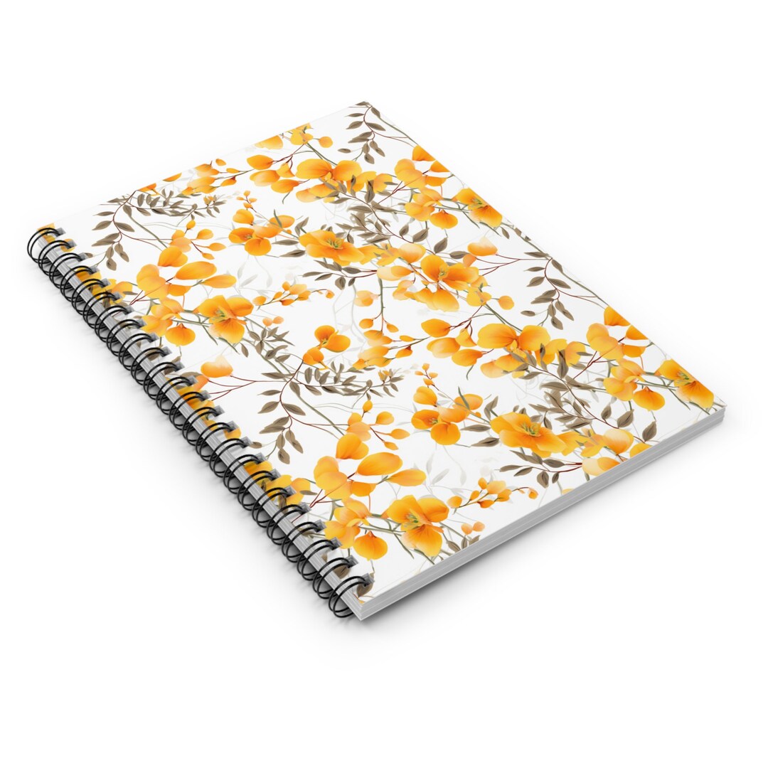 Yellow Pressed Flower Notebook Rule Lined Spiral Notebook Back to ...