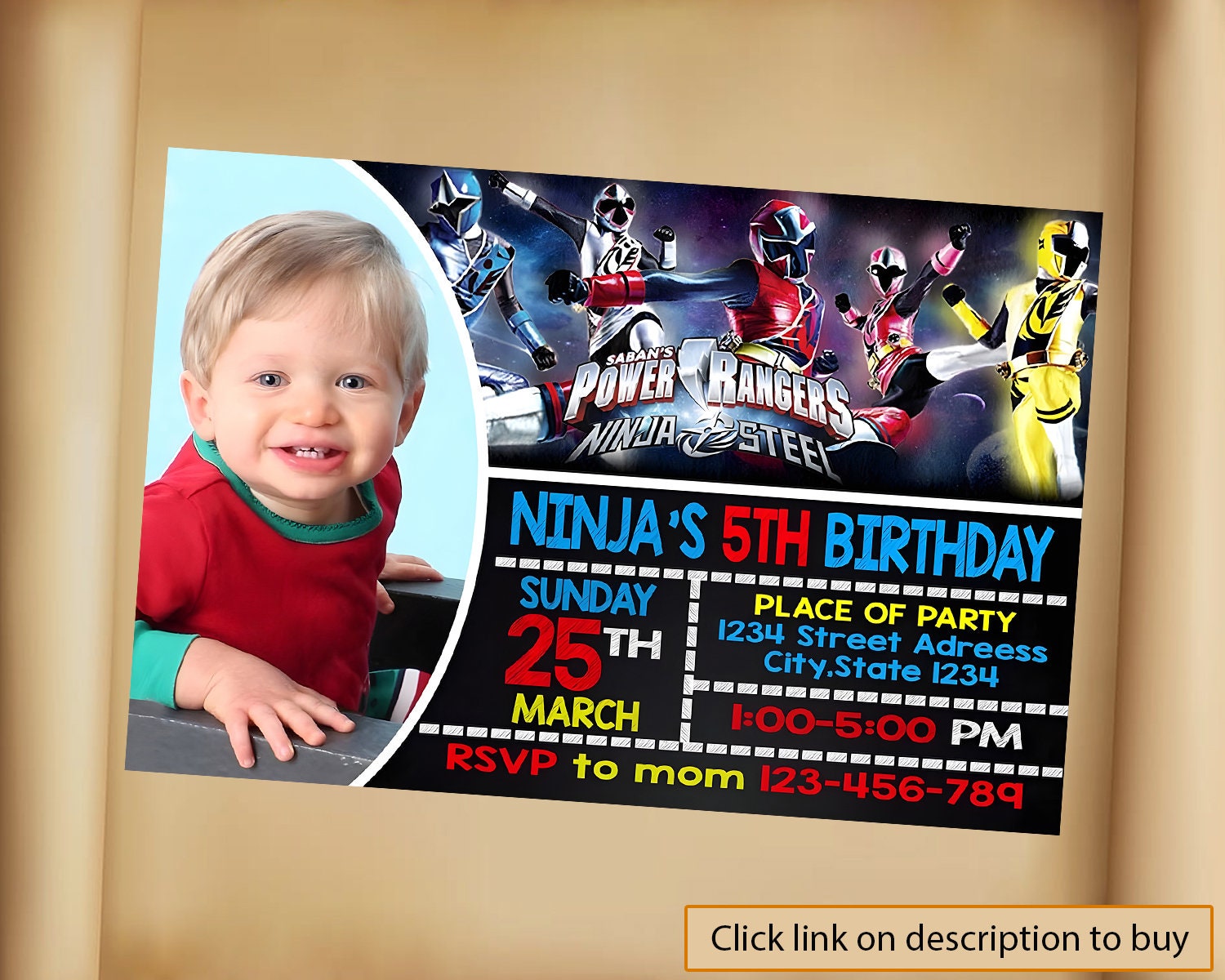 Power Rangers Birthday Invitation Power Rangers Invitation - Etsy