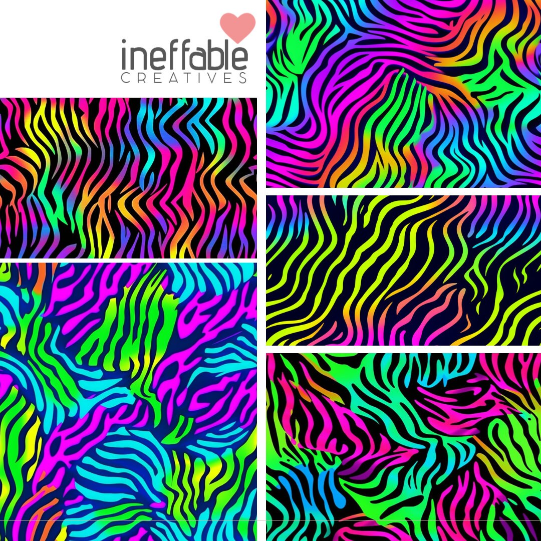 10 Seamless Neon Zebra Pattern | Themed Patterns | Digital Paper ...