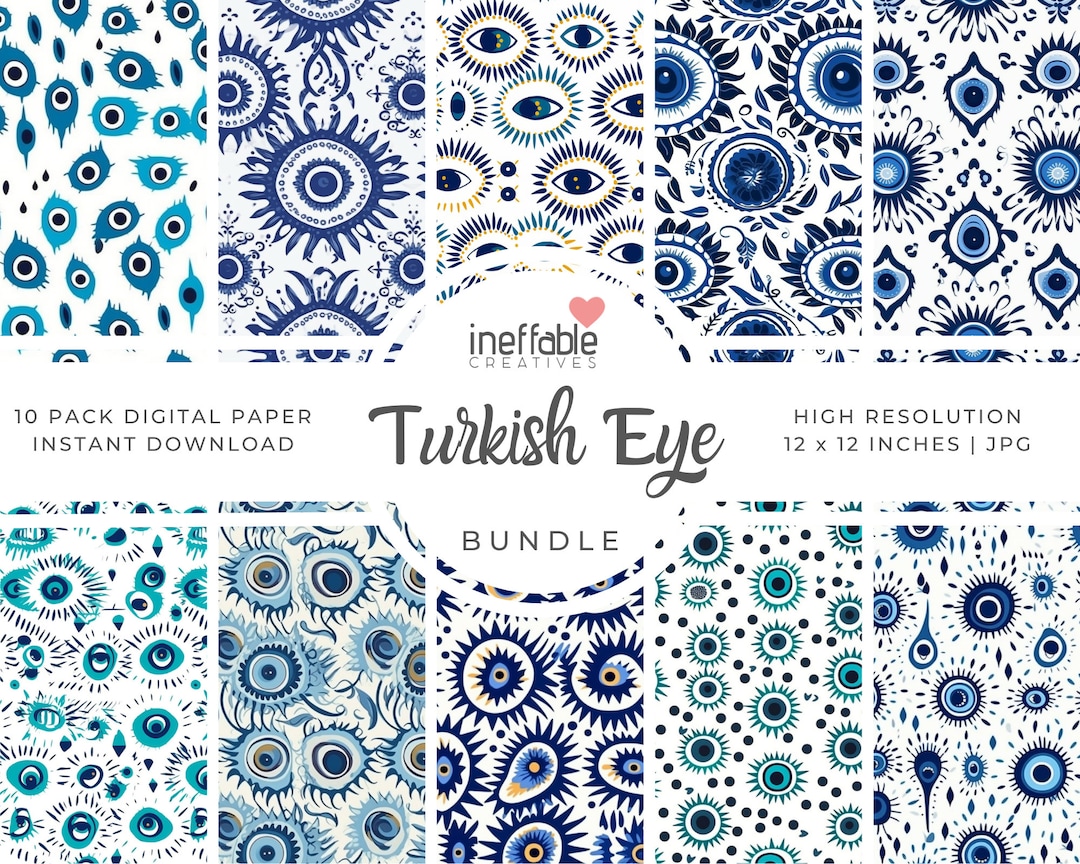 10 Seamless Turkish Eye Bead | Evil Eye | Themed Patterns | Digital ...