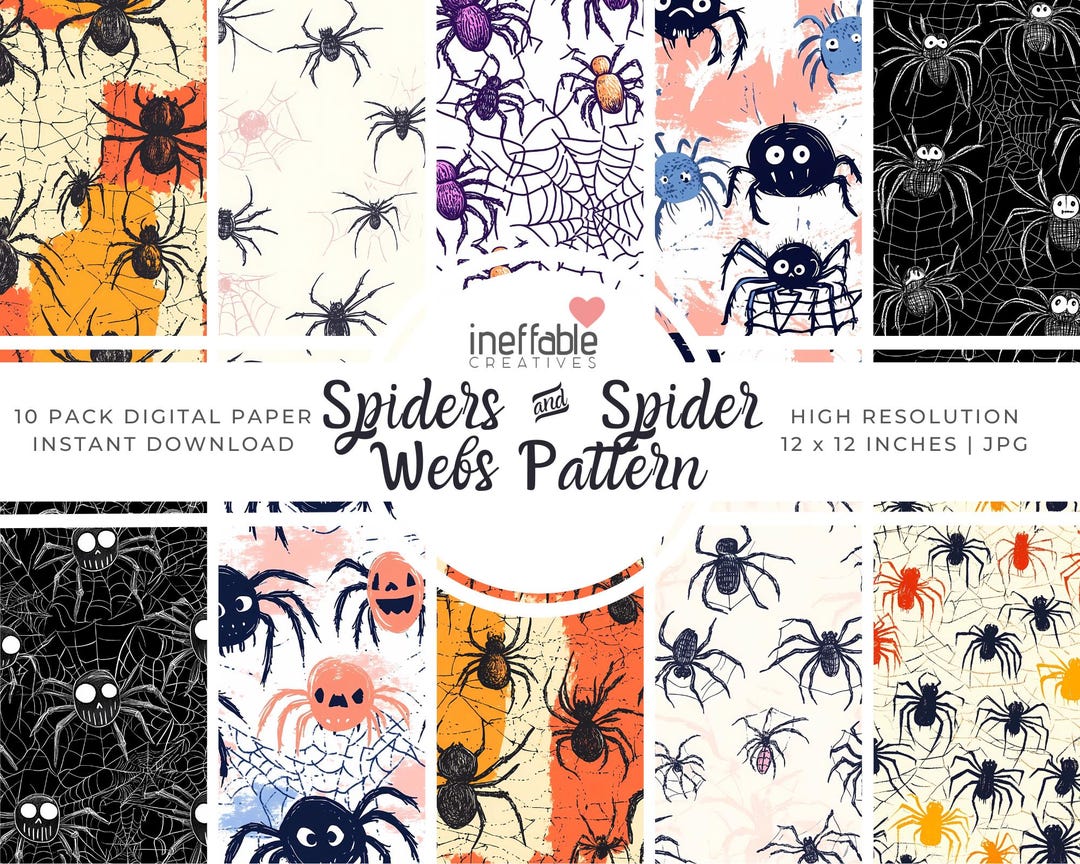 Spider Web Digital Paper | Spooky Seamless Patterns (digital Download ...