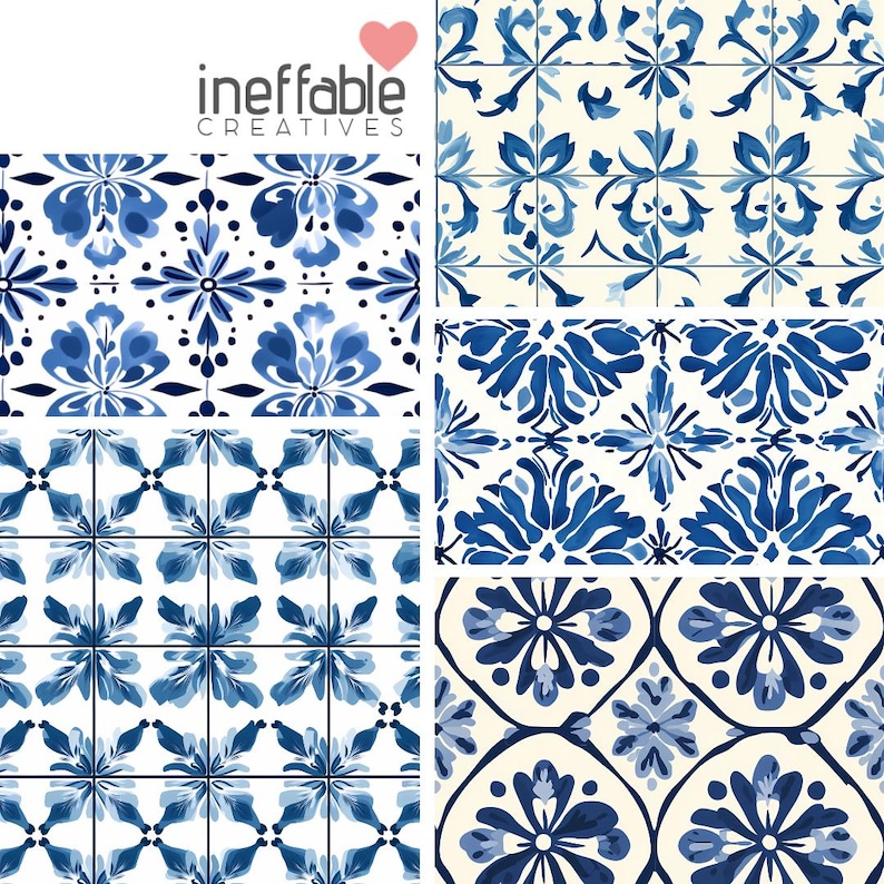 Portugal Blue Themed Patterns | Digital Paper Scrapbook Patterns ...