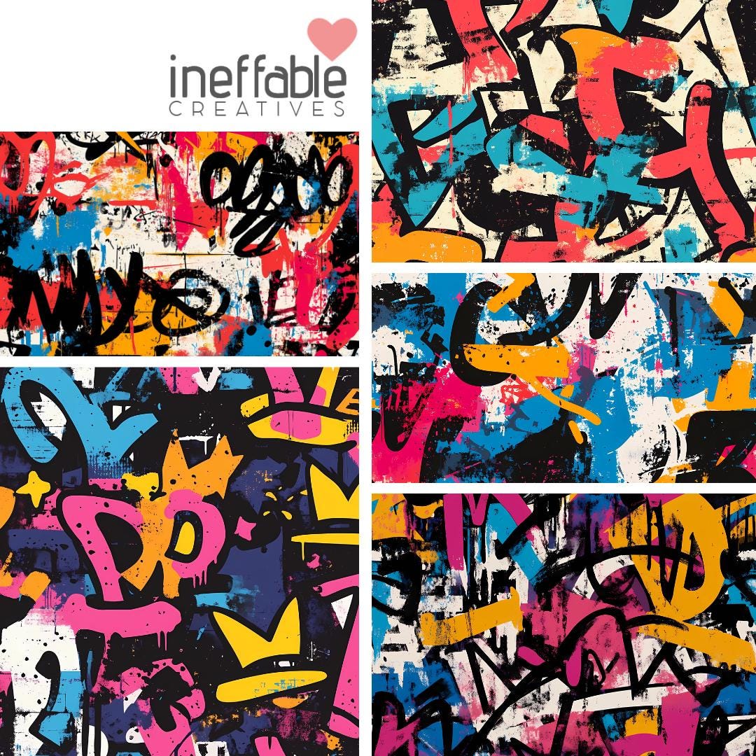 Edgy Graffiti Themed Patterns | Digital Paper Scrapbook Patterns ...