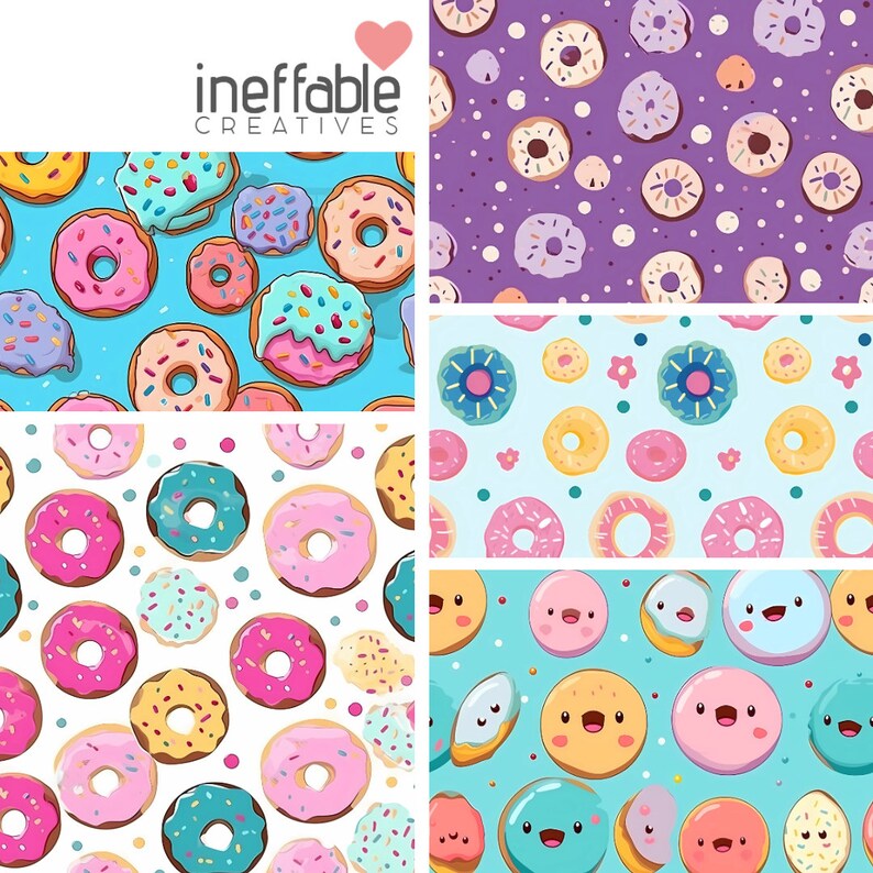 10 Seamless Decadent Donuts Themed Patterns | Doughnuts Pattern ...