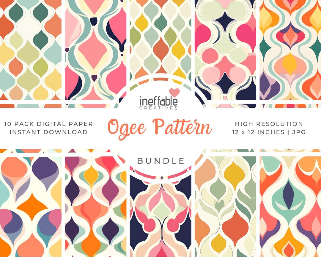 Ogee Themed Patterns | Digital Paper Scrapbook Patterns, Pattern Paper ...