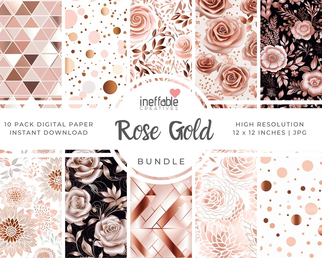 10 Seamless Rose Gold Patterns | Themed Patterns | Digital Paper ...