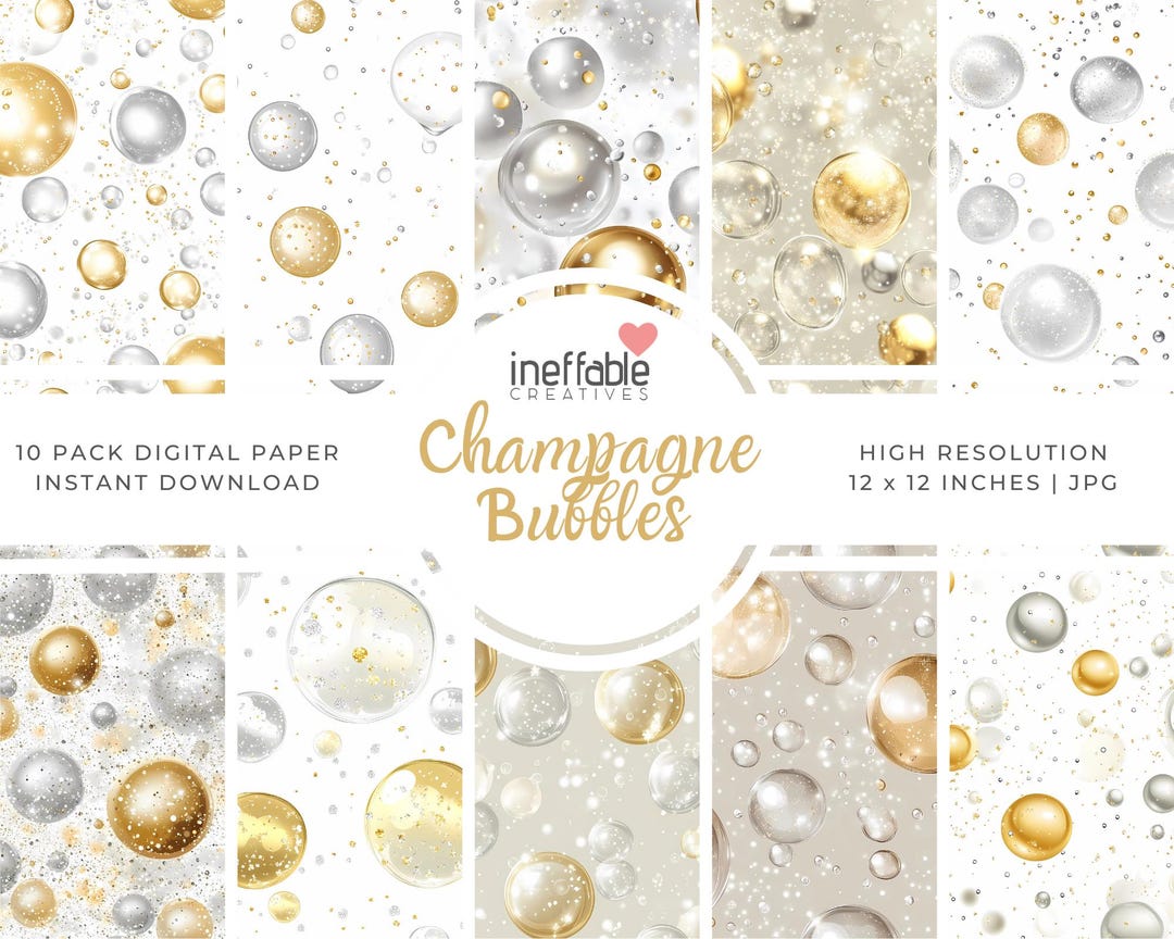 Champagne Bubbles Themed Patterns | Digital Paper Scrapbook Patterns ...