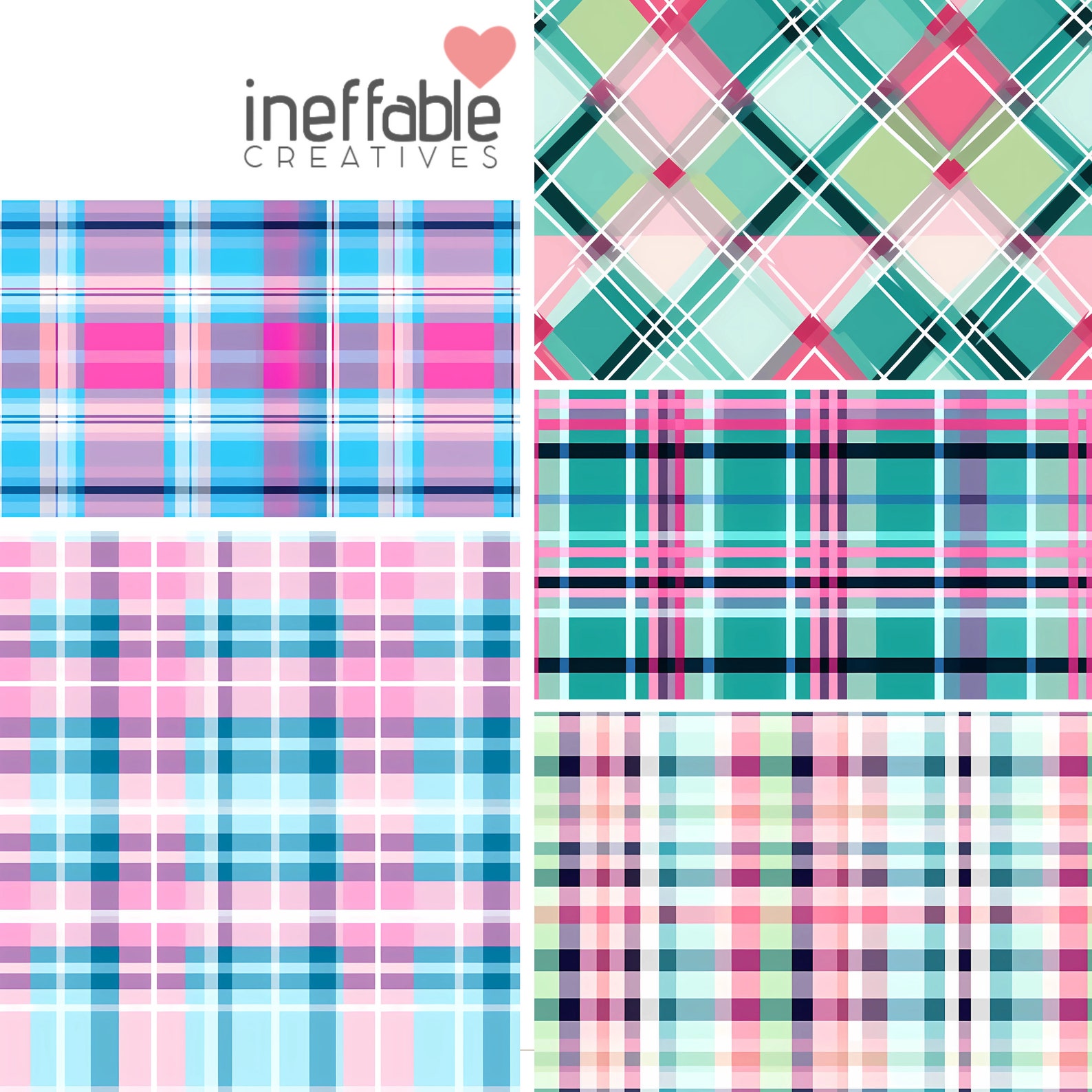 10 Seamless Pretty Plaid Patterns | Digital Paper Scrapbook Patterns ...