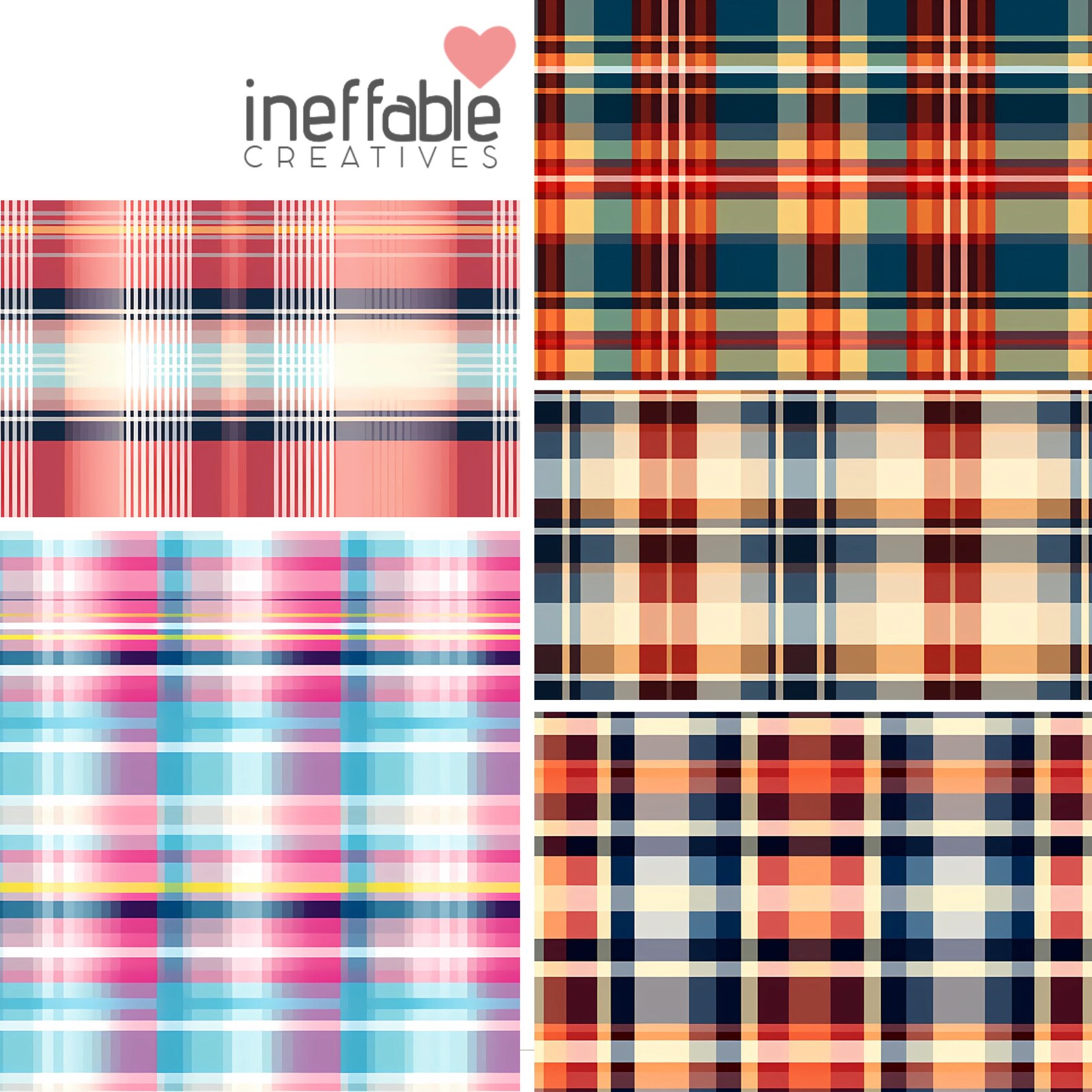 10 Seamless Pretty Plaid Patterns | Digital Paper Scrapbook Patterns ...
