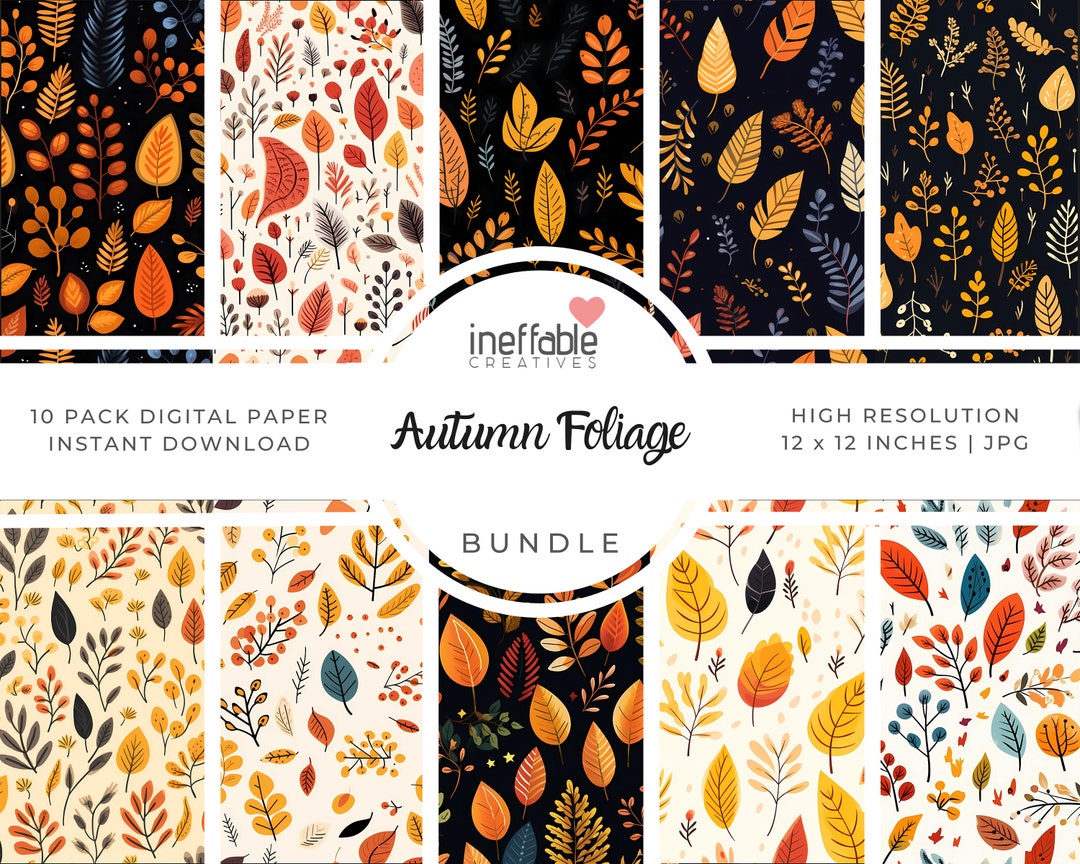 Autumn Foliage Seamless Patterns: Scrapbook Paper (digital Download) - Etsy