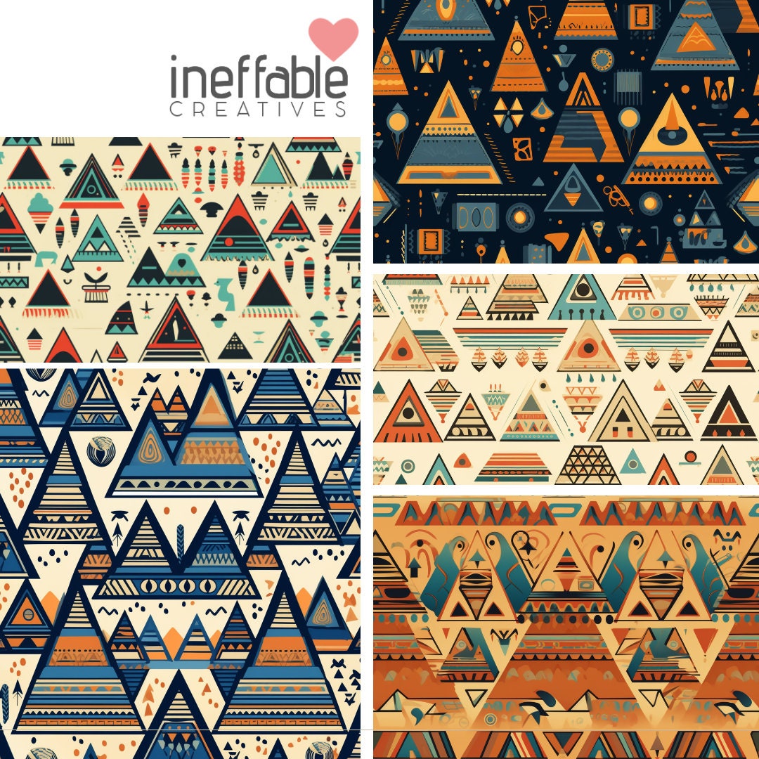 10 Seamless Egyptian Pyramids Themed Patterns | Digital Paper ...