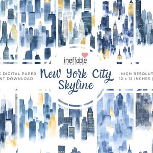 New York City Skyline Themed Patterns | Digital Paper Scrapbook ...