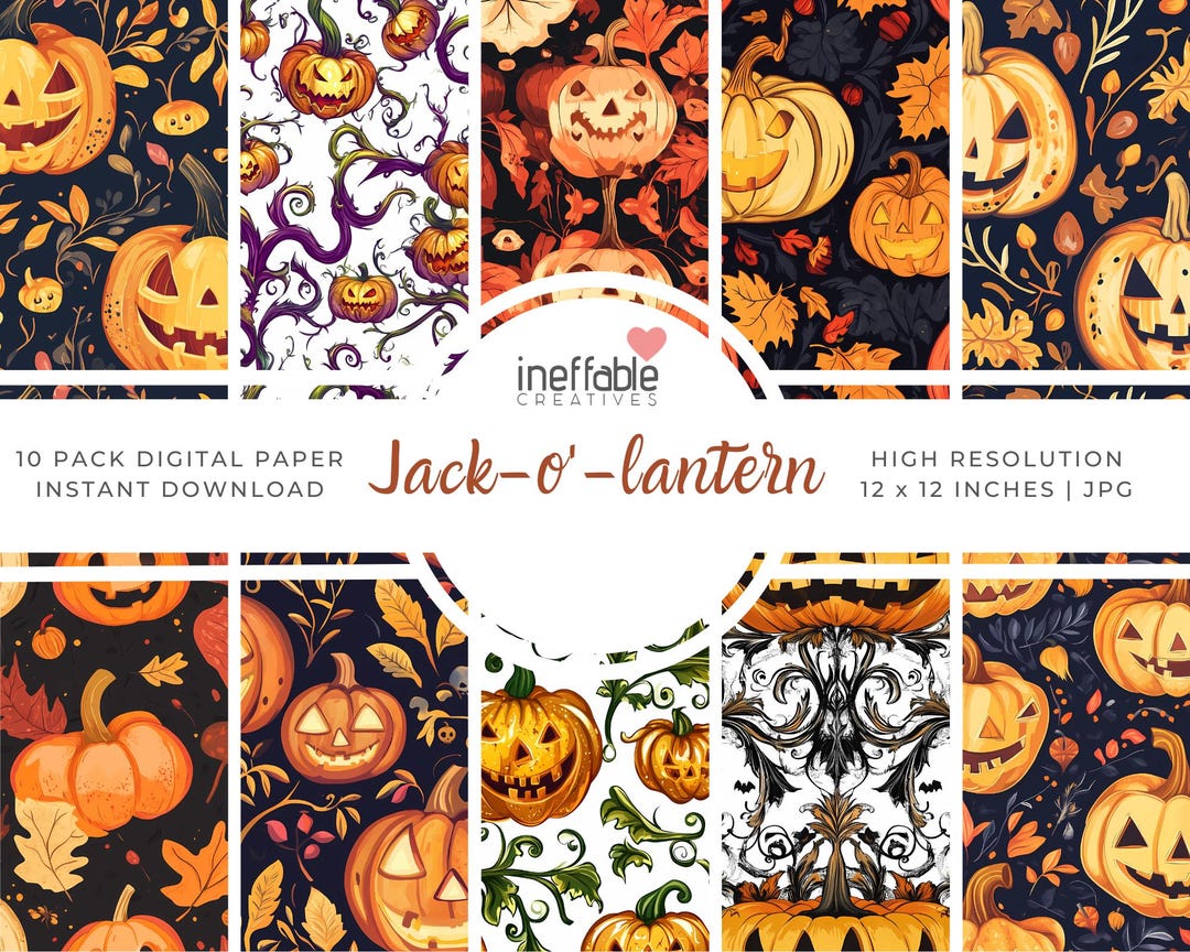 Jack-o'-lantern Themed Patterns | Digital Paper Scrapbook Patterns ...