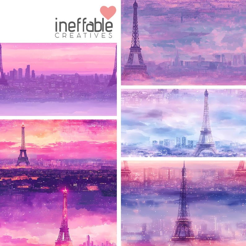 The Eiffel Tower Themed Patterns | Digital Paper Scrapbook Patterns ...