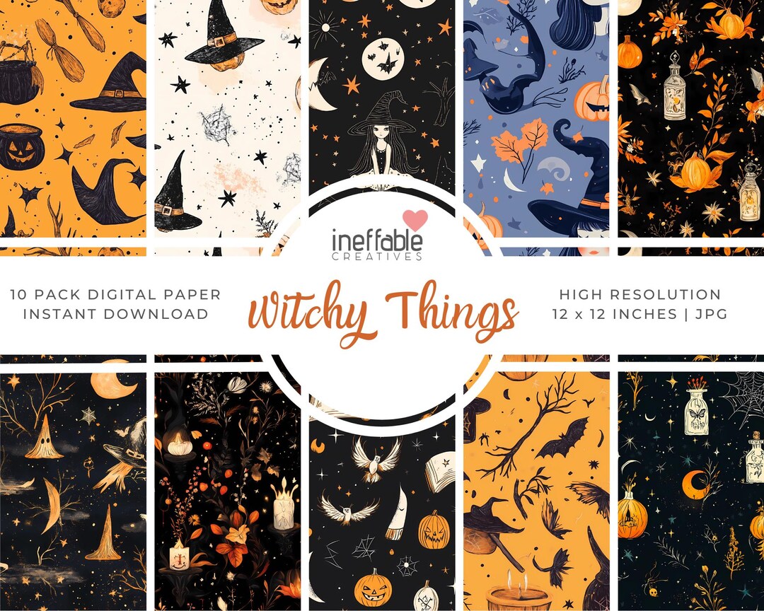Witchy Things Digital Paper | 10 Seamless Scrapbook Patterns (JPG) - Etsy