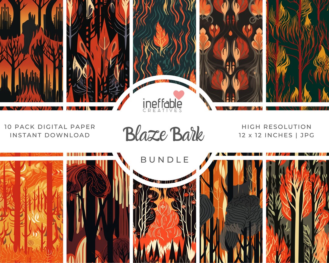 10 Seamless Blaze Bark Themed Patterns | Digital Paper Scrapbook ...