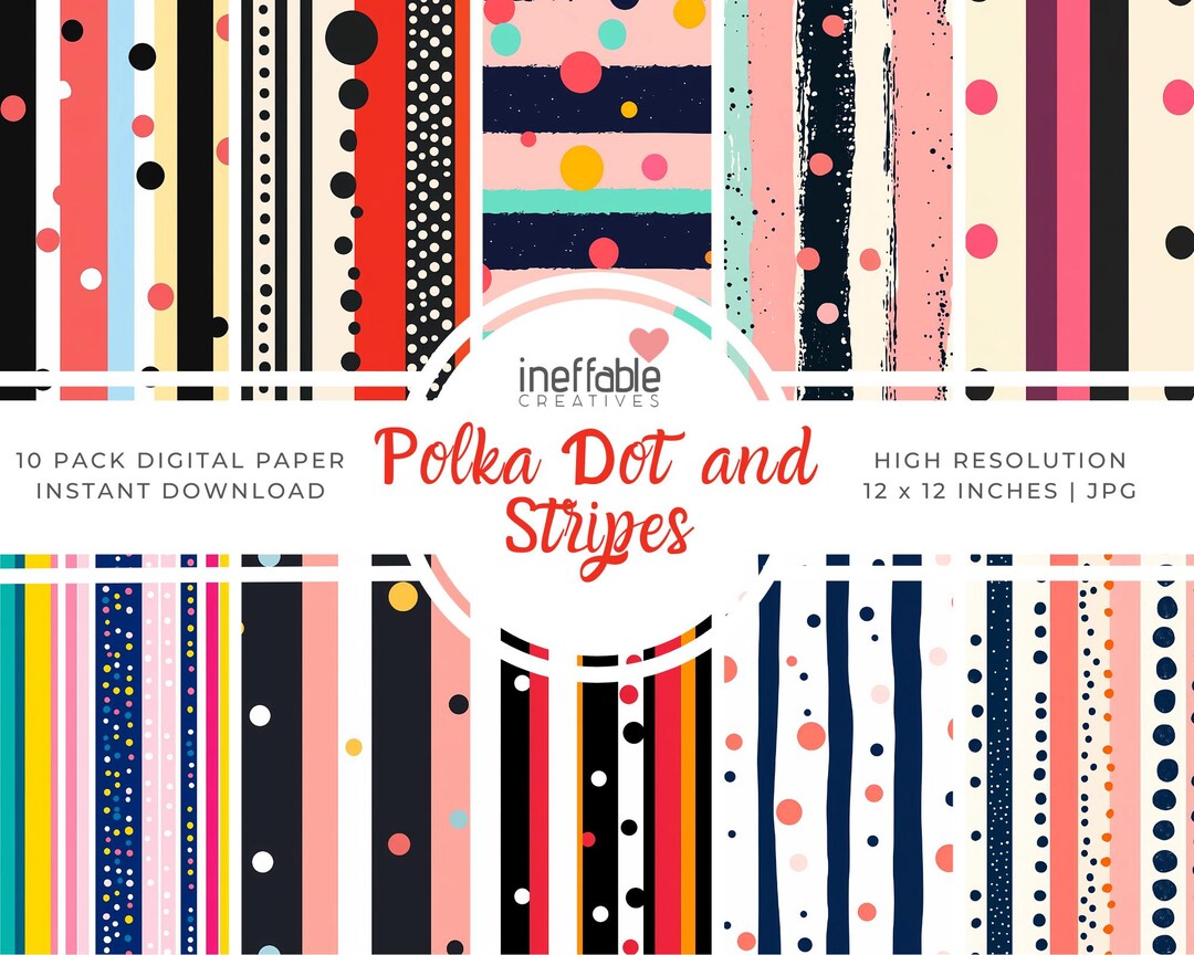 Polka Dot and Stripes Themed Patterns | Digital Paper Scrapbook ...