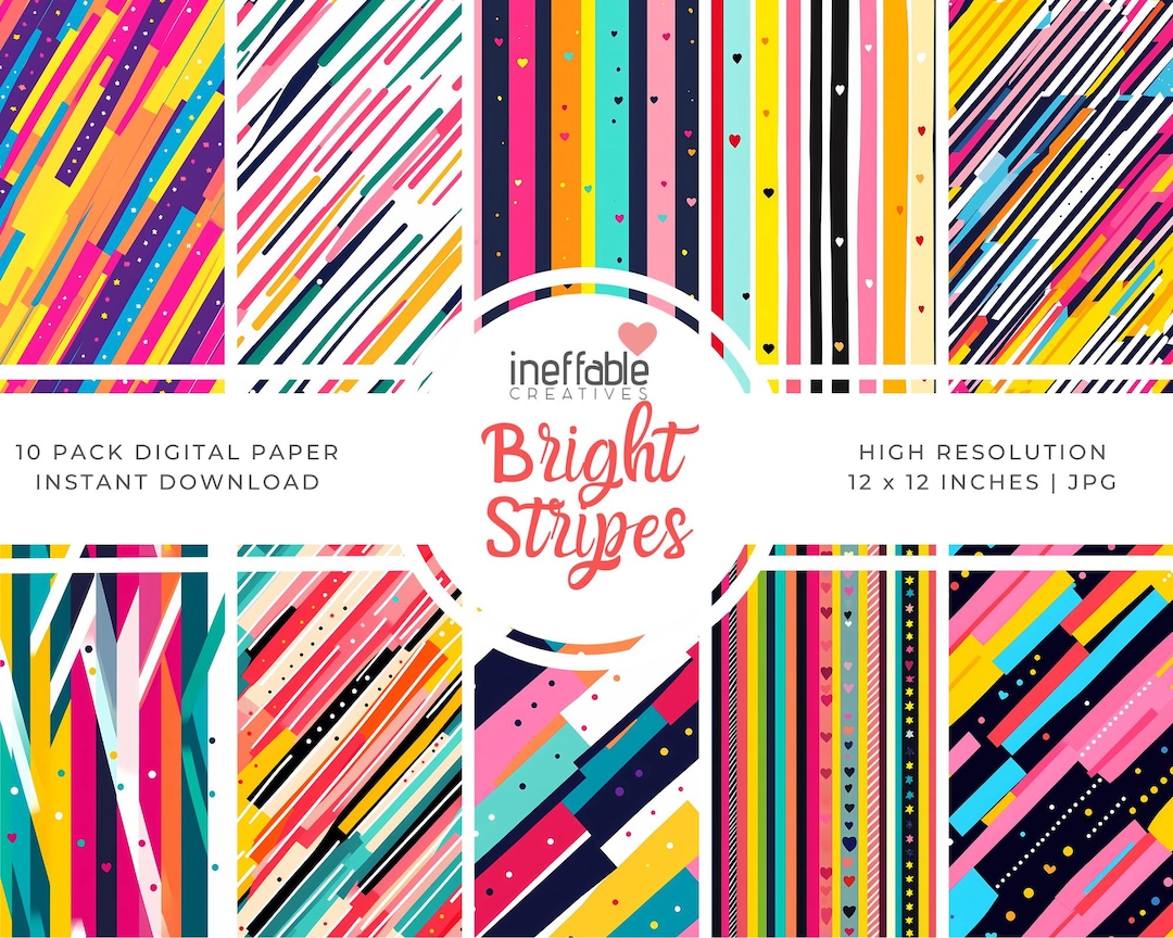 Bright Stripes Themed Patterns | Digital Paper Scrapbook Patterns ...