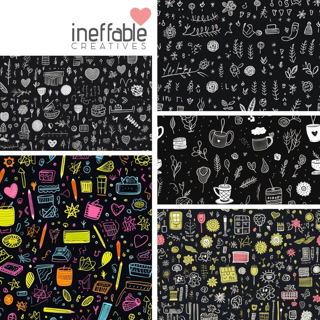 10 Seamless Chalkboard Themed Patterns | Digital Paper, Scrapbook ...