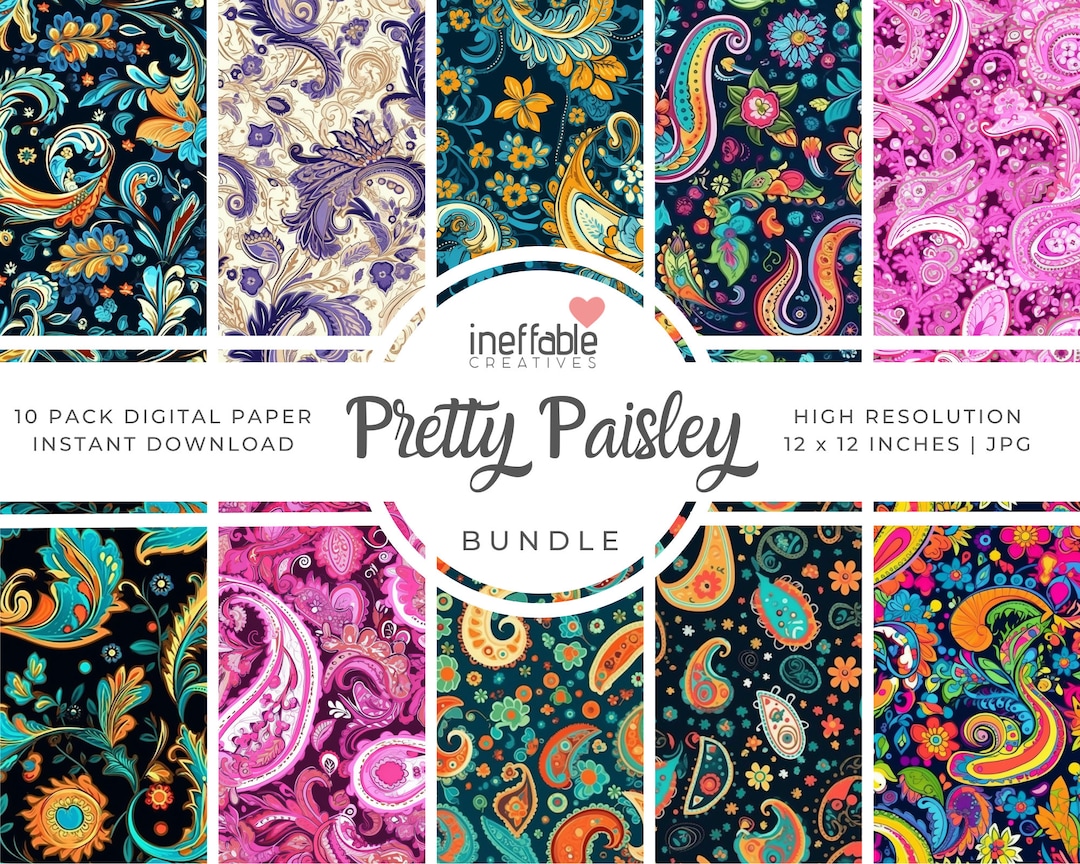 10 Seamless Pretty Paisley Pattern | Themed Patterns | Digital Paper ...