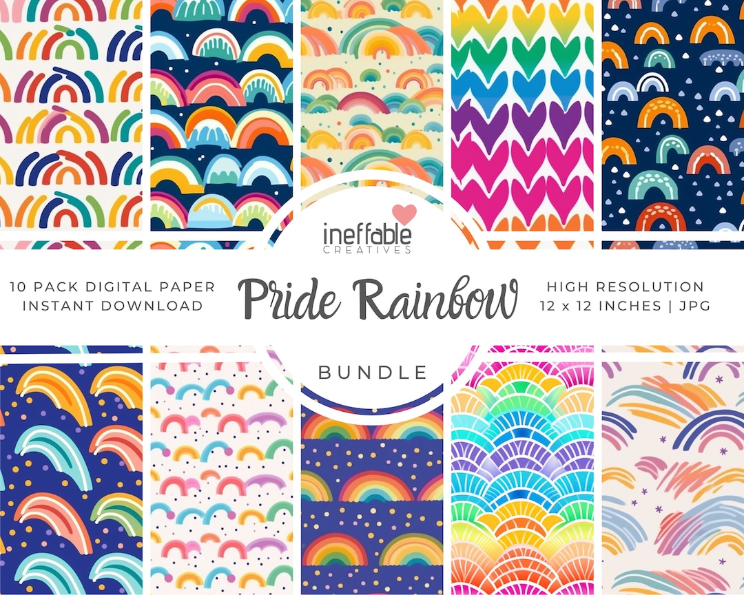 10 Seamless Pride Rainbow Pattern | Themed Patterns | Digital Paper ...