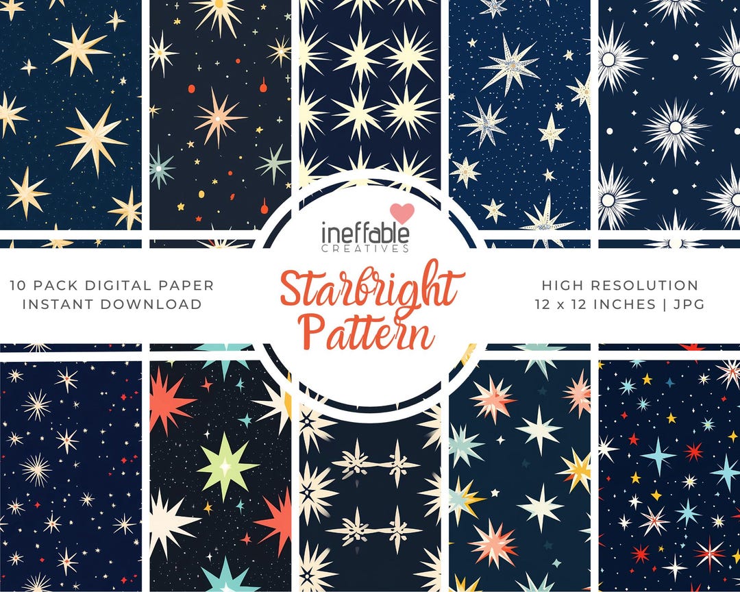 Star Bright Pattern Themed Patterns | Digital Paper Scrapbook Patterns ...