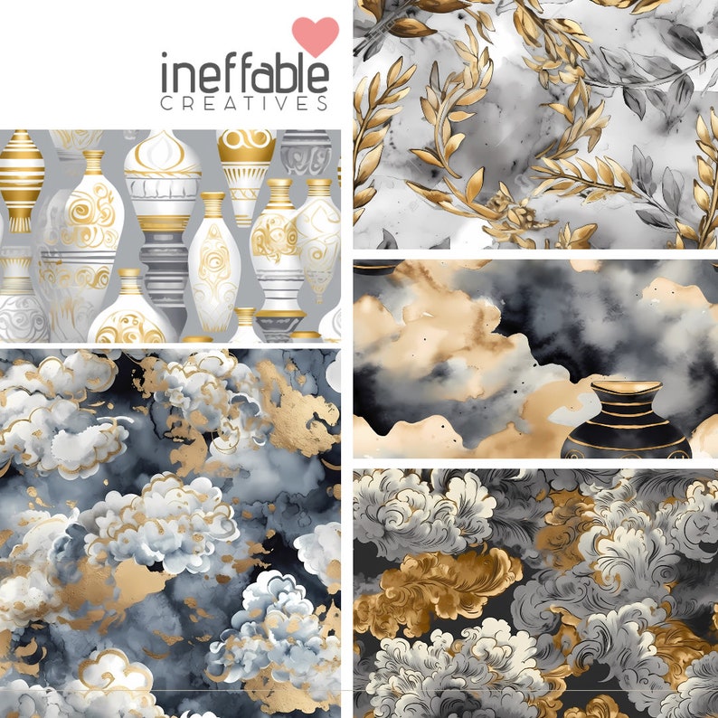 10 Seamless Greek Heaven Themed Patterns | Digital Paper Scrapbook ...