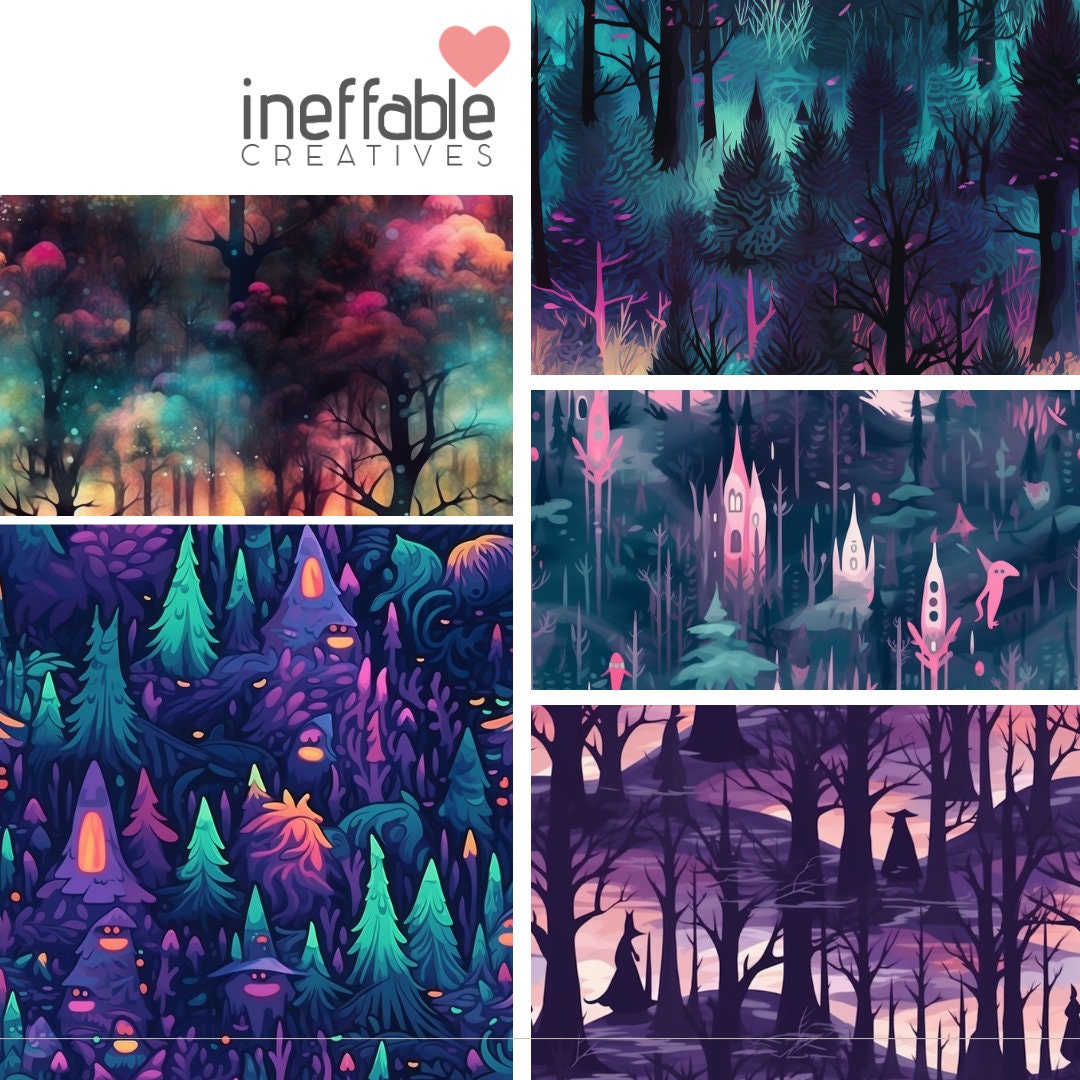 10 Seamless Mystical Forest Patterns | Themed Patterns | Digital Paper ...