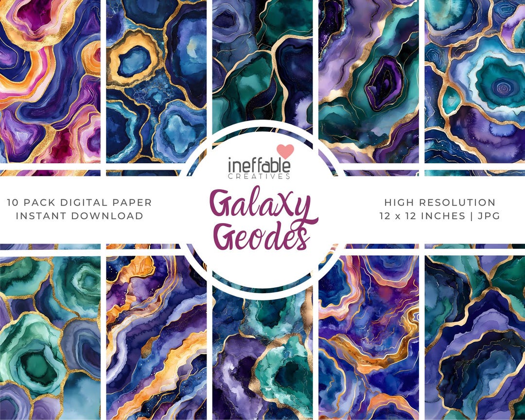 Galaxy Geodes Themed Patterns | Digital Paper Scrapbook Patterns ...
