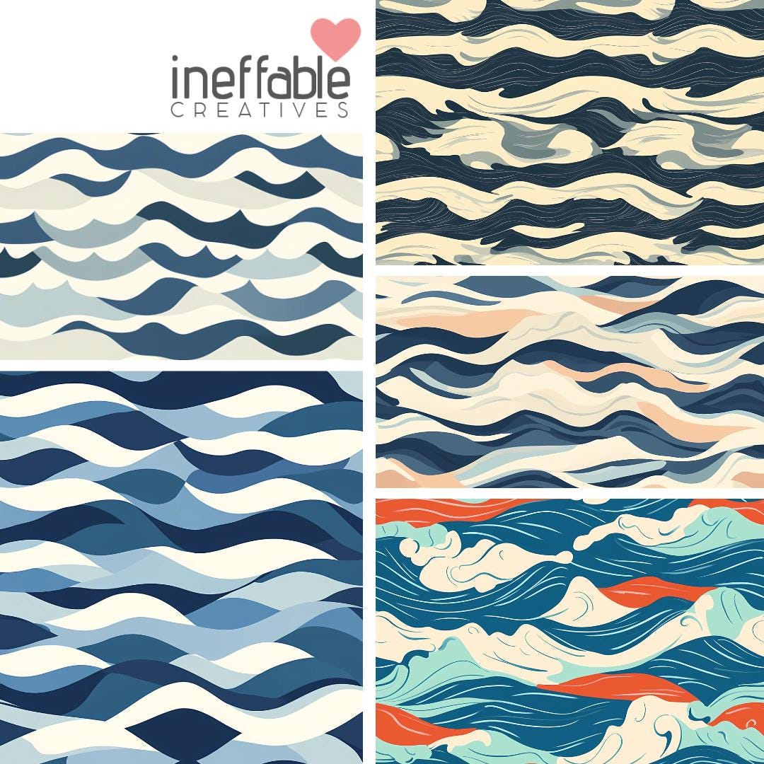 Wave Themed Seamless Patterns | Digital Scrapbook Paper (digital ...