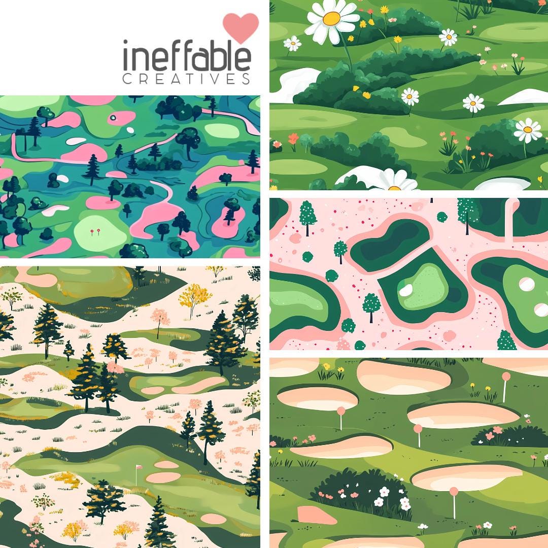 Golf Course Pattern Paper: Seamless Scrapbook Backgrounds (digital ...