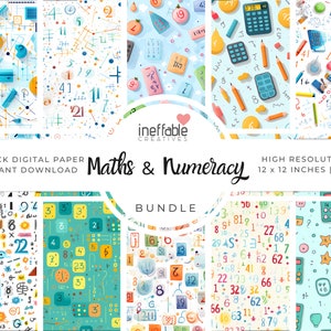 10 Seamless Maths & Numeracy Patterns | Digital Paper Scrapbook ...