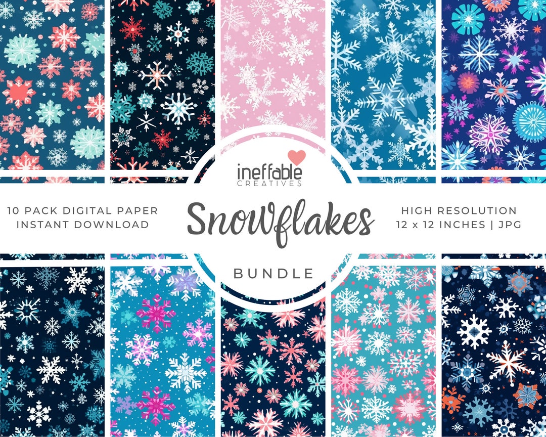 Snowflake Digital Paper: 10 Seamless Winter Patterns (digital Download ...