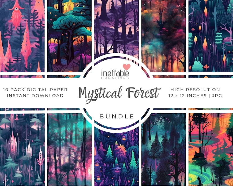10 Seamless Mystical Forest Patterns | Themed Patterns | Digital Paper ...