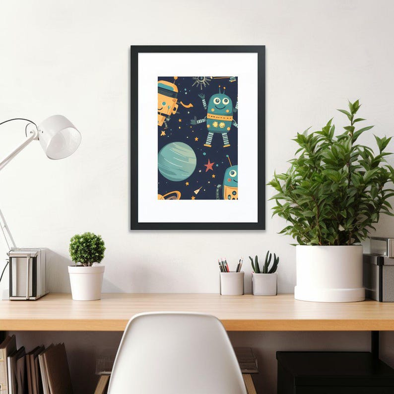Space Robots Themed Patterns | Digital Paper Scrapbook Patterns ...
