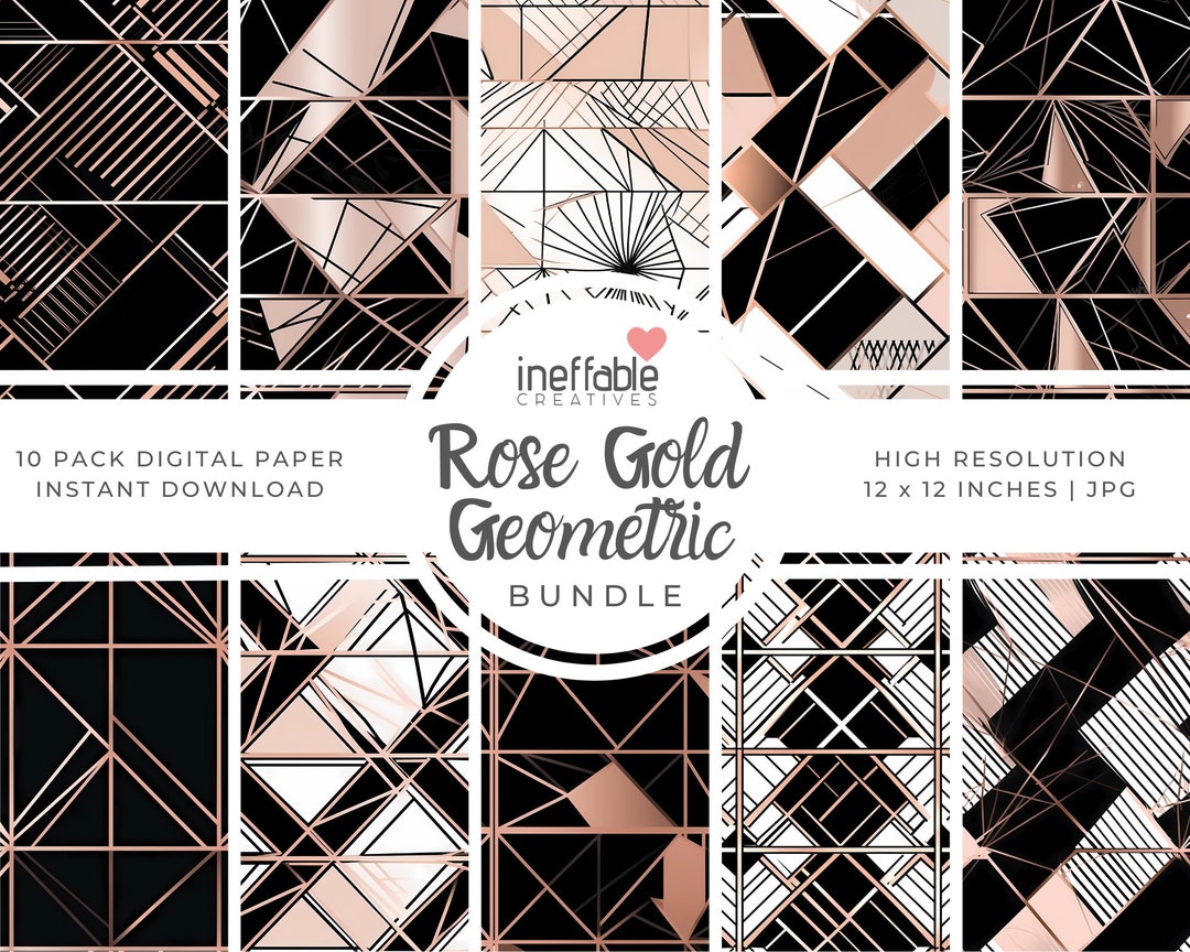 Rose Gold Geometric Patterns: Seamless Digital Paper (digital Download ...