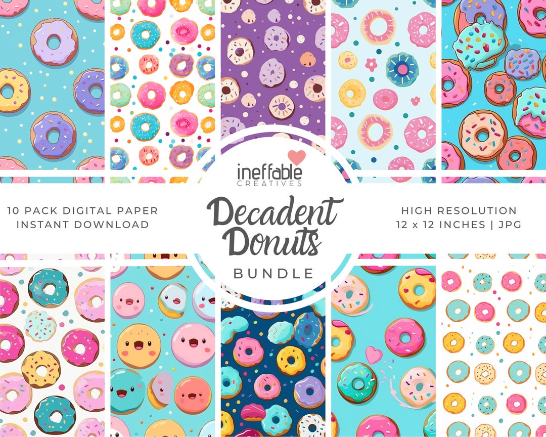 10 Seamless Decadent Donuts Themed Patterns | Doughnuts Pattern ...
