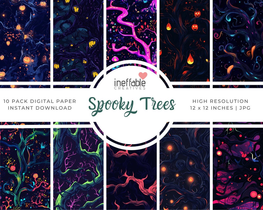 Spooky Trees Themed Patterns | Digital Paper Scrapbook Patterns ...