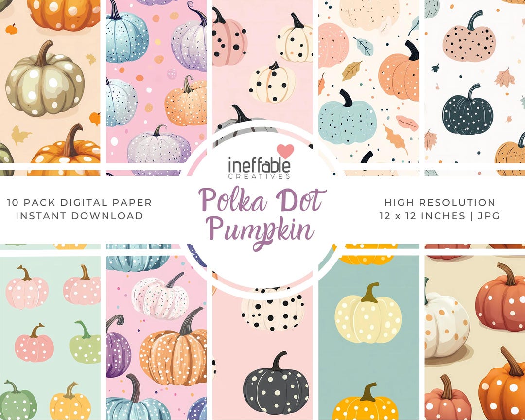 Polka Dot Pumpkin Themed Patterns | Digital Paper Scrapbook Patterns ...