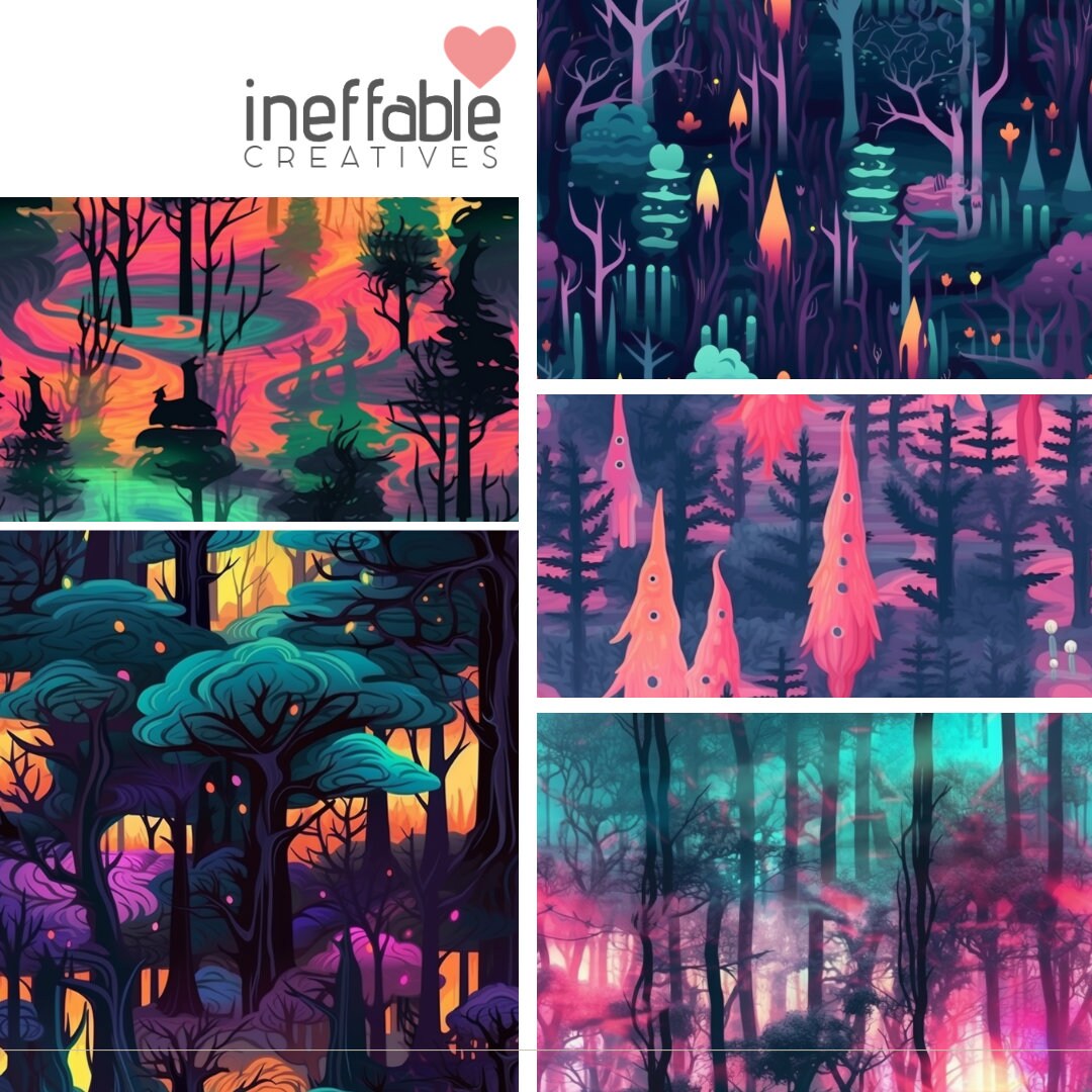 10 Seamless Mystical Forest Patterns | Themed Patterns | Digital Paper ...