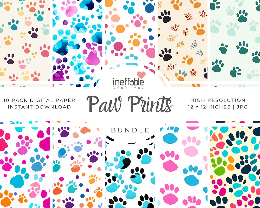 Paw Print Pattern: 10 Seamless Digital Papers (JPG) - Etsy