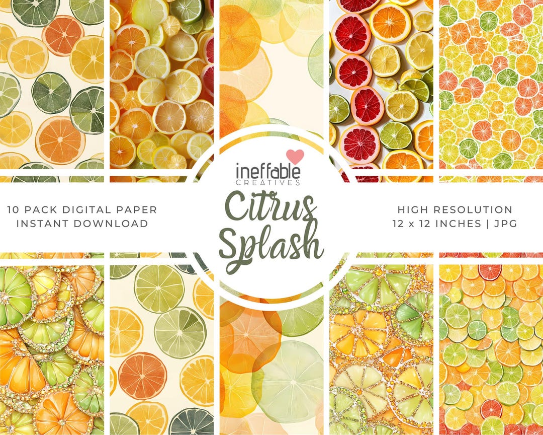 Citrus Splash Themed Patterns | Digital Paper Scrapbook Patterns ...