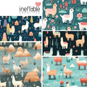 10 Seamless Llamas & Alpacas Patterns | Digital Paper Scrapbook ...