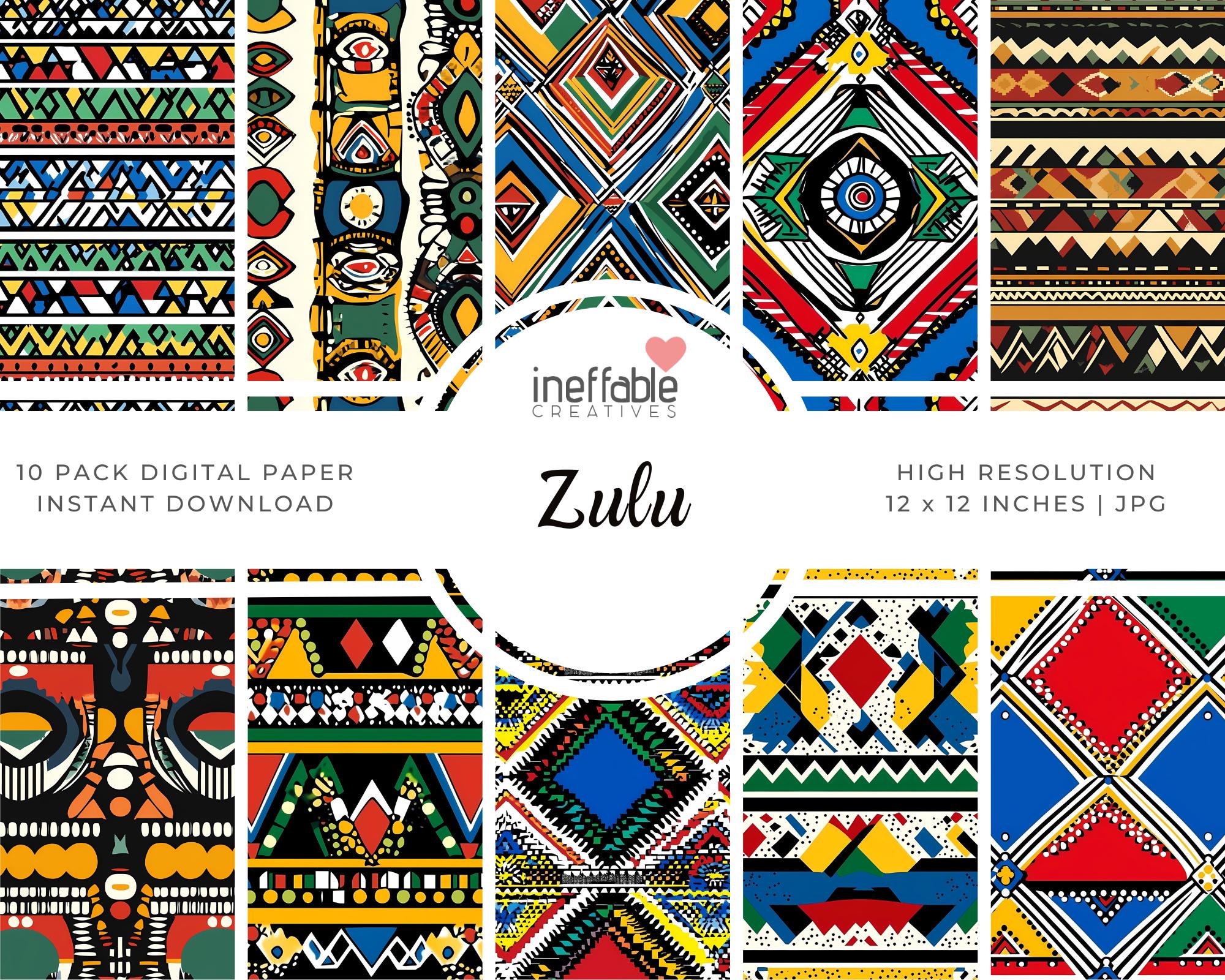 Zulu Themed Patterns | Digital Paper Scrapbook Patterns, Pattern Paper ...